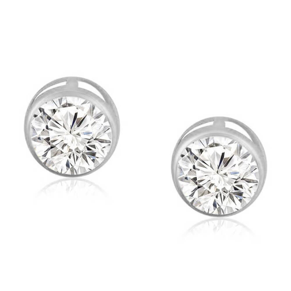 Brinco Ponto de Luz 8 mm em Prata 925 | Joalheria Veiga